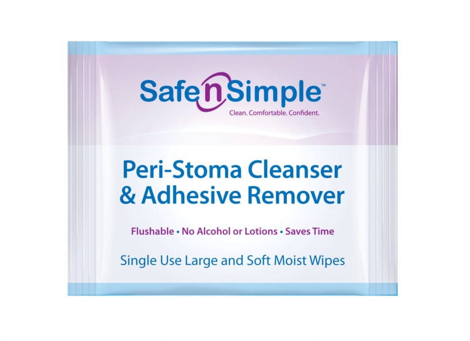 Safe n' Simple Peri-Stoma Adhesive Remover Wipe - 1 wipe/packet - 5 ...