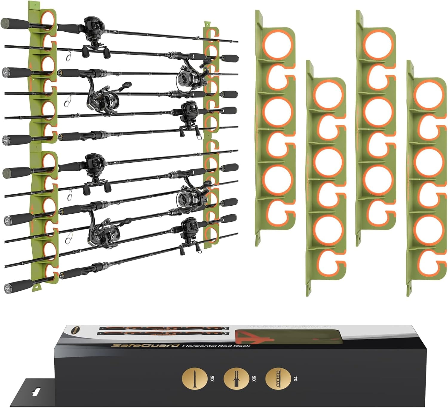 SafeGuard Fishing Rod Holder for Garage, Wall or Ceiling Mounted ...