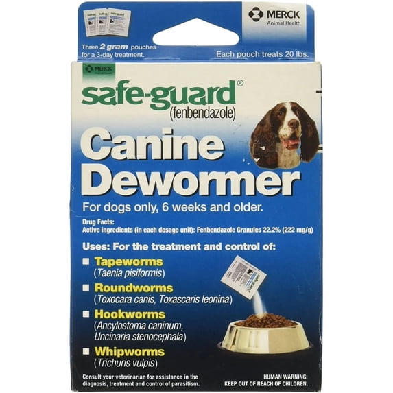 Merck SafeGuard Panacur Dewormer, 20 lbs Dogs, 2gm Granules, 3-Pack ...