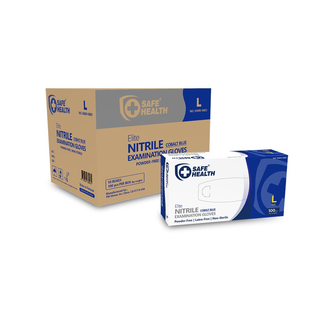 SafeHealth HD Nitrile Exam Disposable Gloves, 4.5 Mil, Latex Free, Powder Free, Cobalt Blue ...