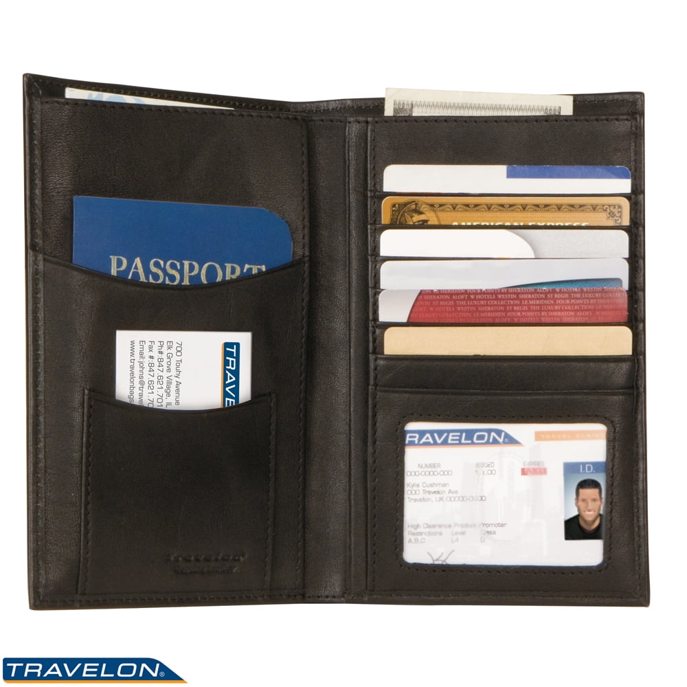 SafeID Classic Executive Organizer Passport & ID Travel Holder, Black ...