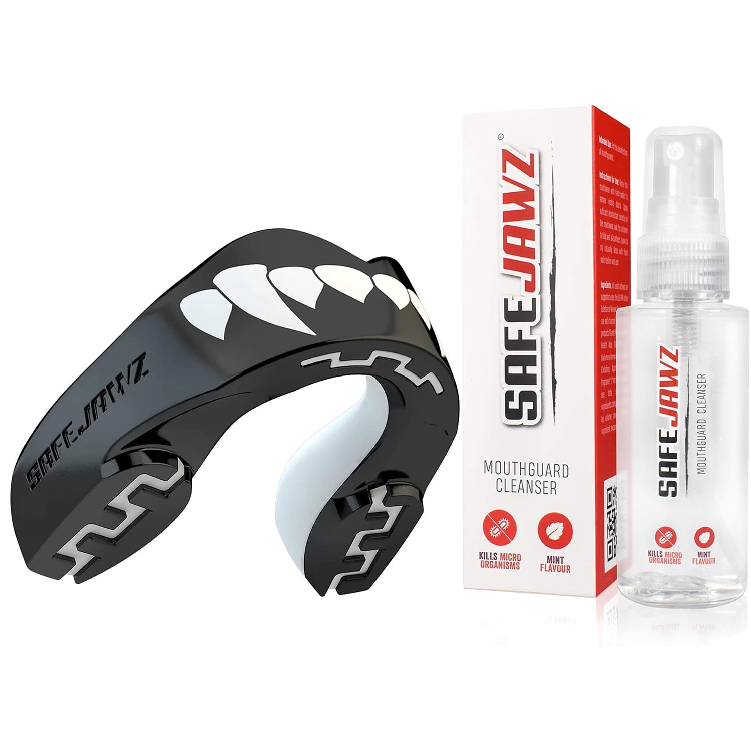 SafeJawz EXTRO Dual Layer Sports Mouth Guard with Case and Disinfectant ...
