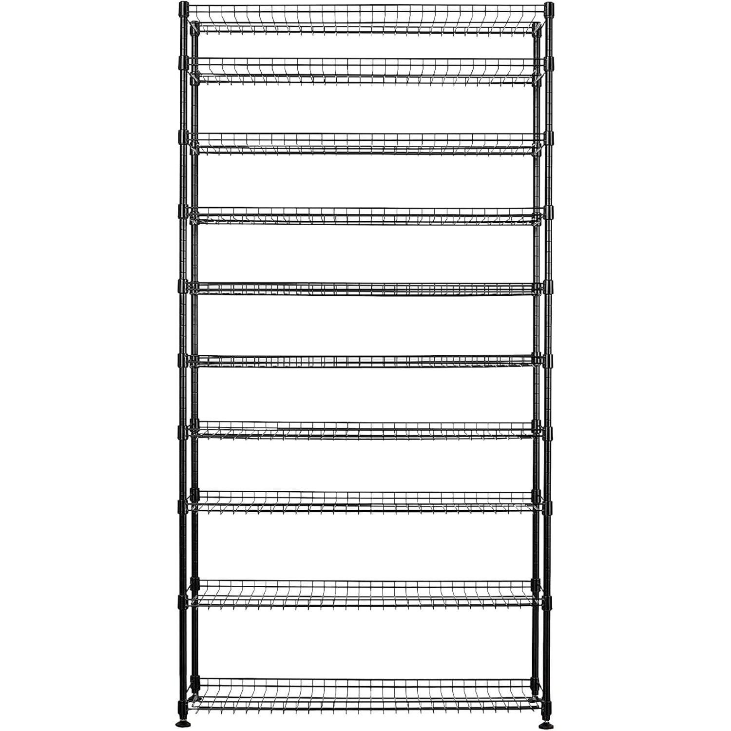 SafeRacks 10-Tier Shoe Rack - Black, Large Shoe Storage Organizer, 60 ...