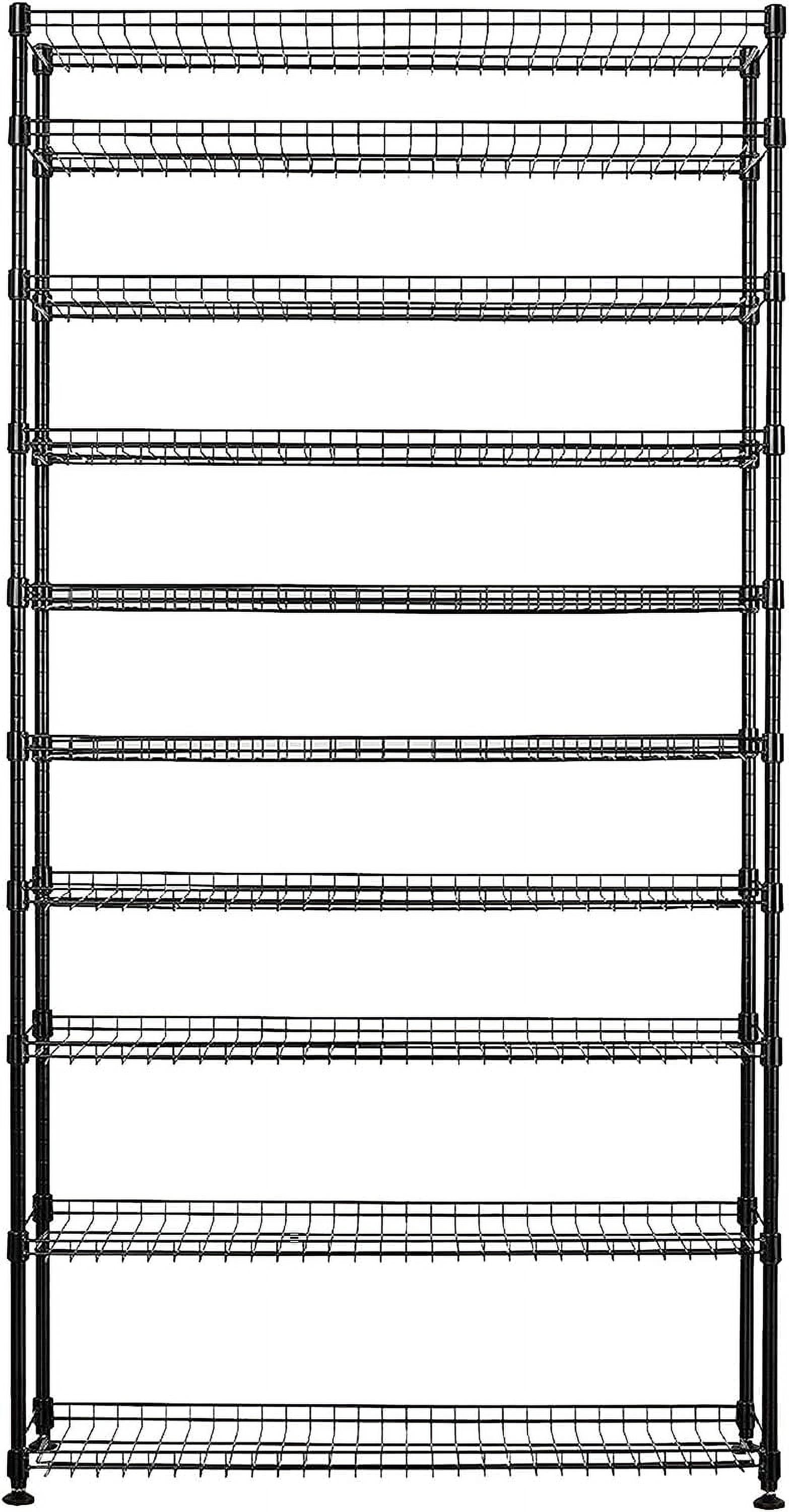 SafeRacks 10-Tier Shoe Rack - Black, Large Shoe Storage Organizer, 60 ...