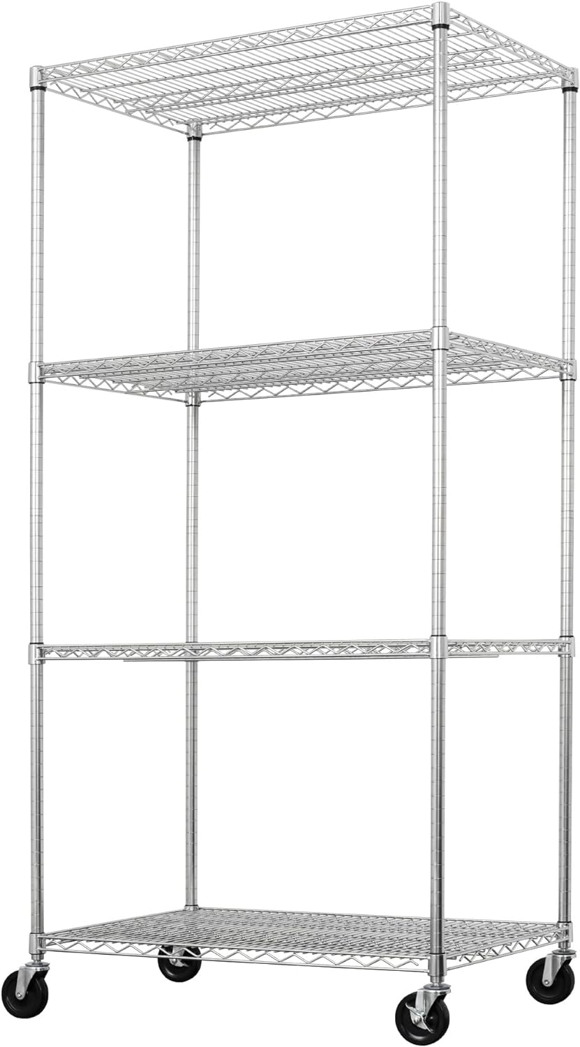 SafeRacks 4-Tier Wire Shelf - NSF Certified Steel Storage | Adjustable ...
