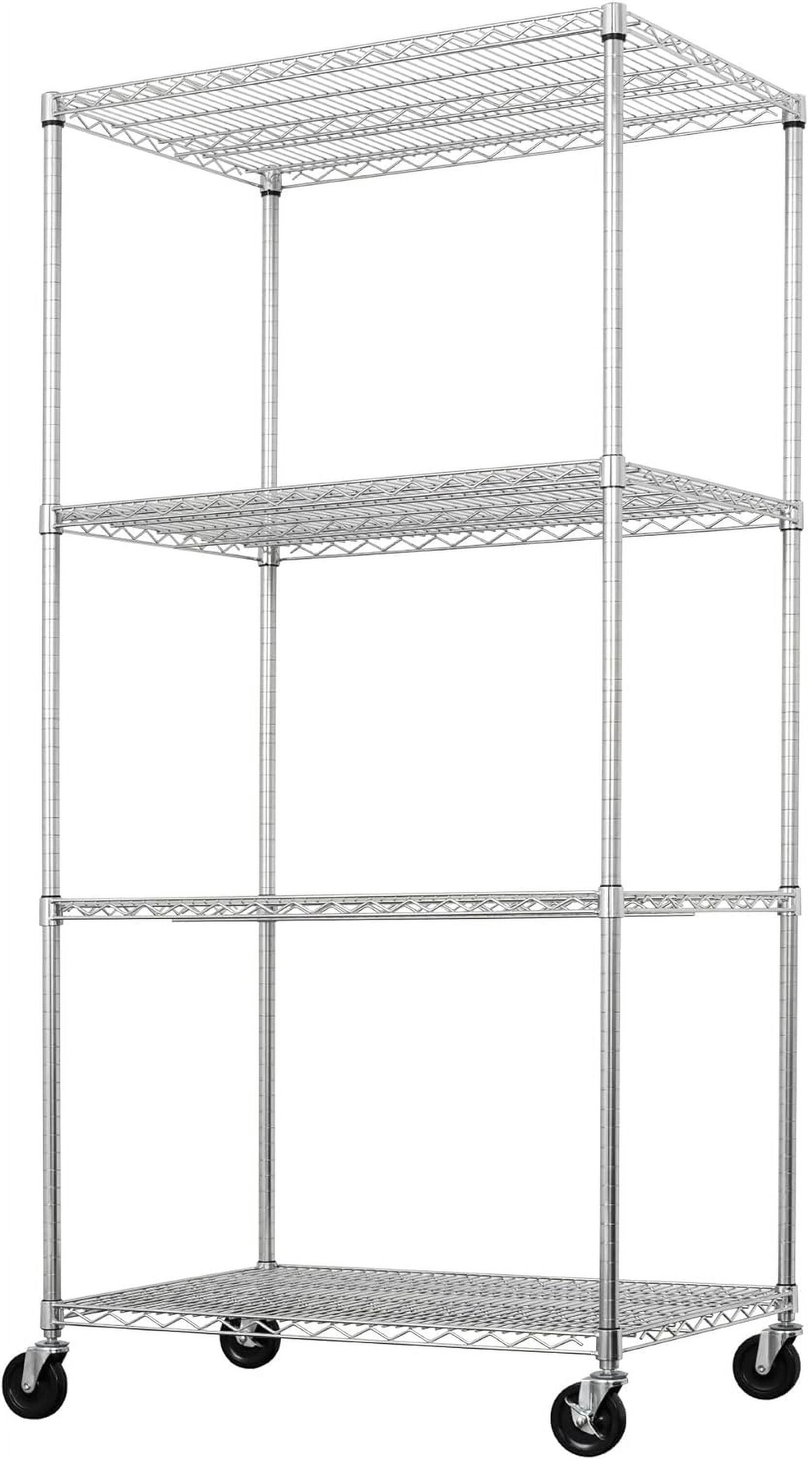 SafeRacks - NSF Certified Storage Shelves, Zinc, Heavy Duty Steel Wire Unit with Wheels and ...