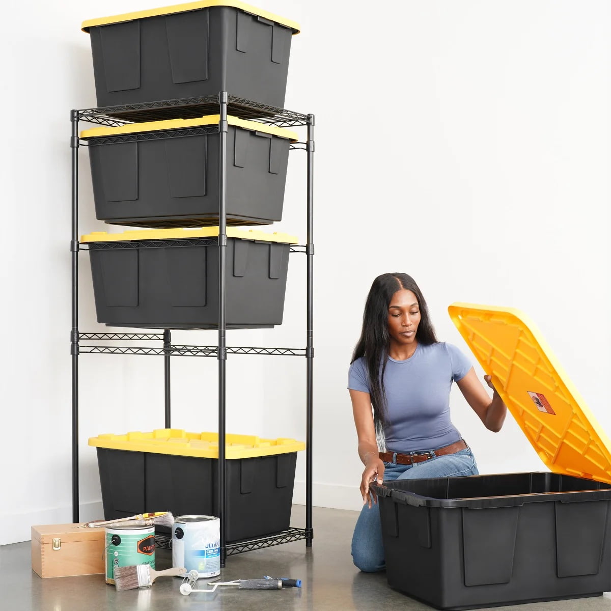 SafeRacks Storage Bin Rack, 5 Tote Capacity, NSF Certified (Black ...