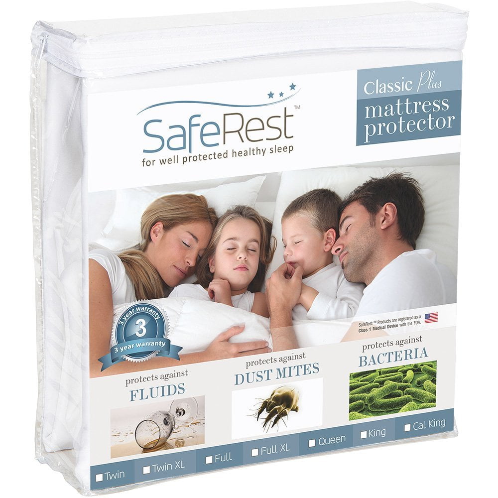 SafeRest Classic Plus Twin Hypoallergenic Waterproof Mattress Protector ...
