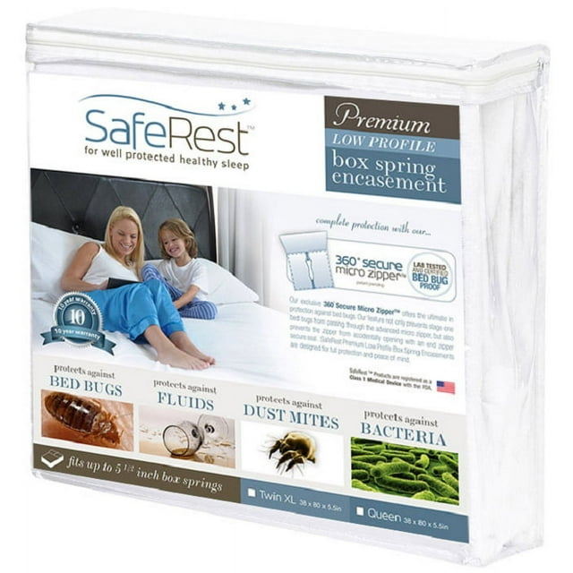SafeRest Premium Low Profile Thick Box Spring Encasement, Waterproof ...