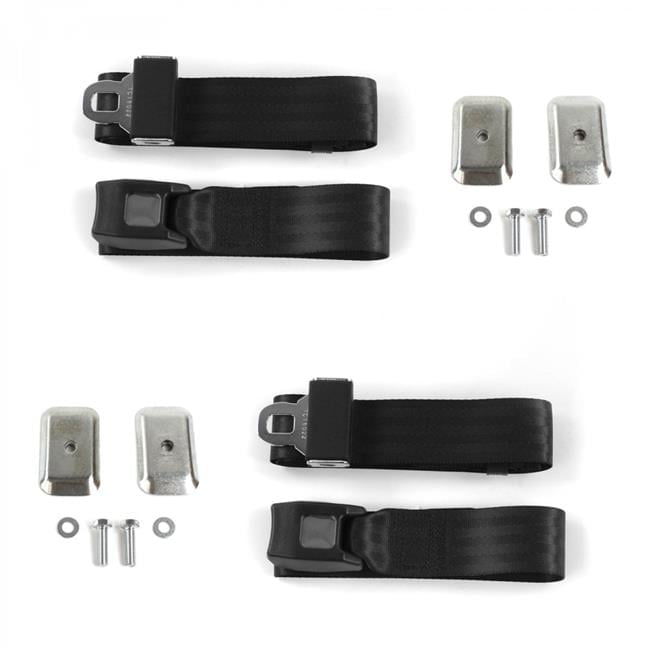 SafeTBoy 675347 Standard 2 Point Black Lap Bucket Seat Belt Kit with Bracketry & 2 Belts for ...