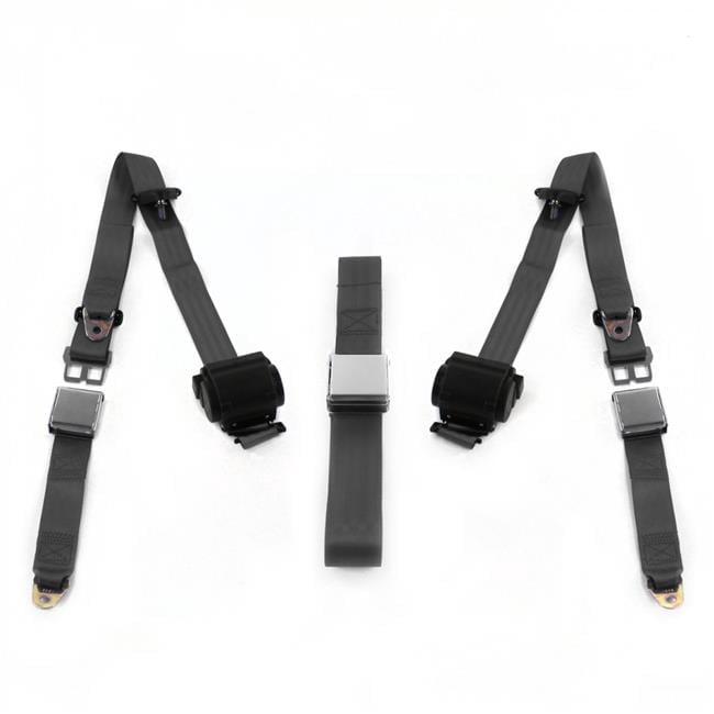 SafeTBoy 675652 Airplane 3 Point Charcoal Retractable Bench Seat Belt ...