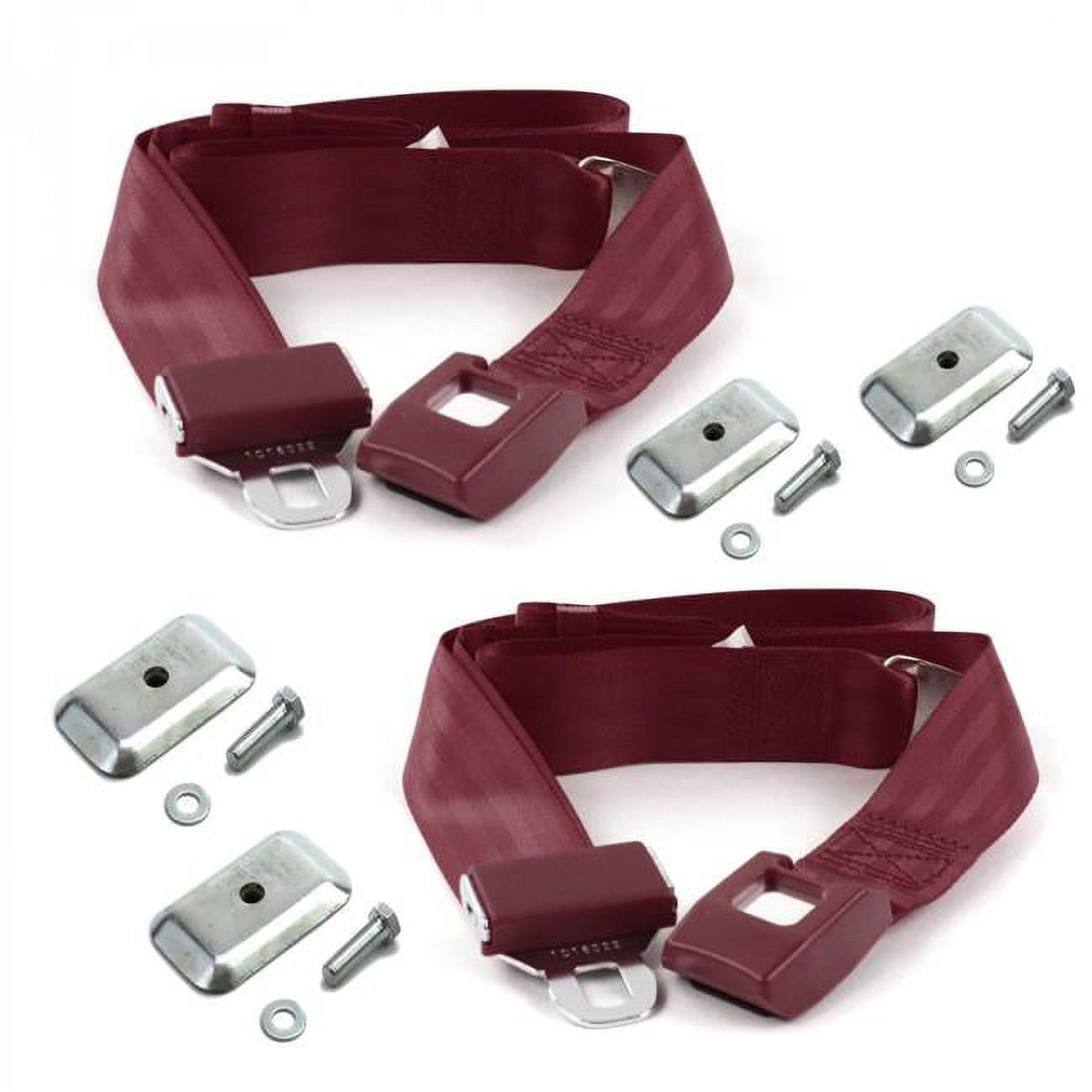 SafeTBoy 690475 Standard 2 Point Burgundy Lap Bucket Seat Belt Kit with ...