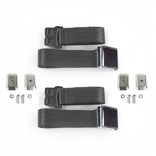 SafeTboy Ford Truck 1957-1960 Airplane 2 Point Charcoal Lap Bench Seat Belt Kit with Bracketry ...
