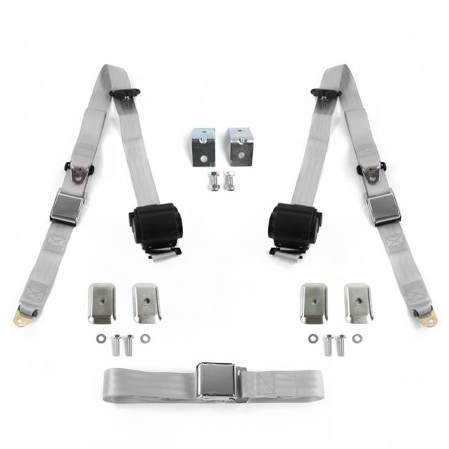 SafeTboy VW Karmann Ghia Airplane 3 Point Gray & Grey Retractable Bench ...