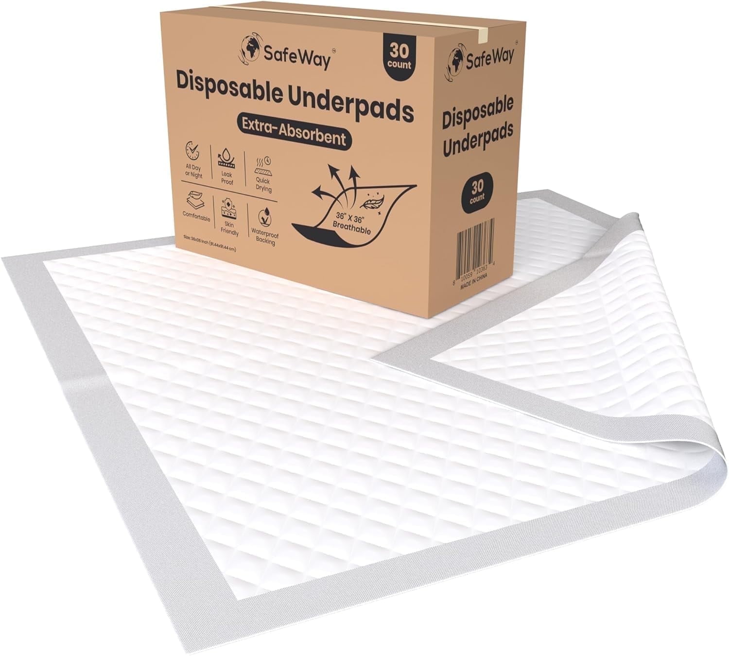 SAFEWAY USA Bed Underpads for Adults — Absorbent Disposable Pad for ...