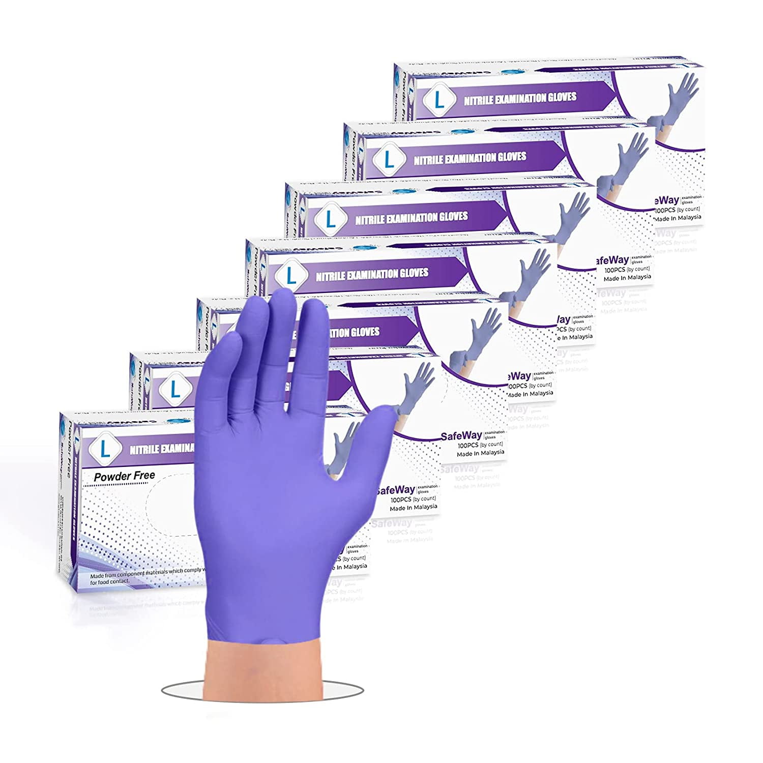 SafeWay Premium Nitrile Disposable Exam Gloves, Large, 700/Box ...
