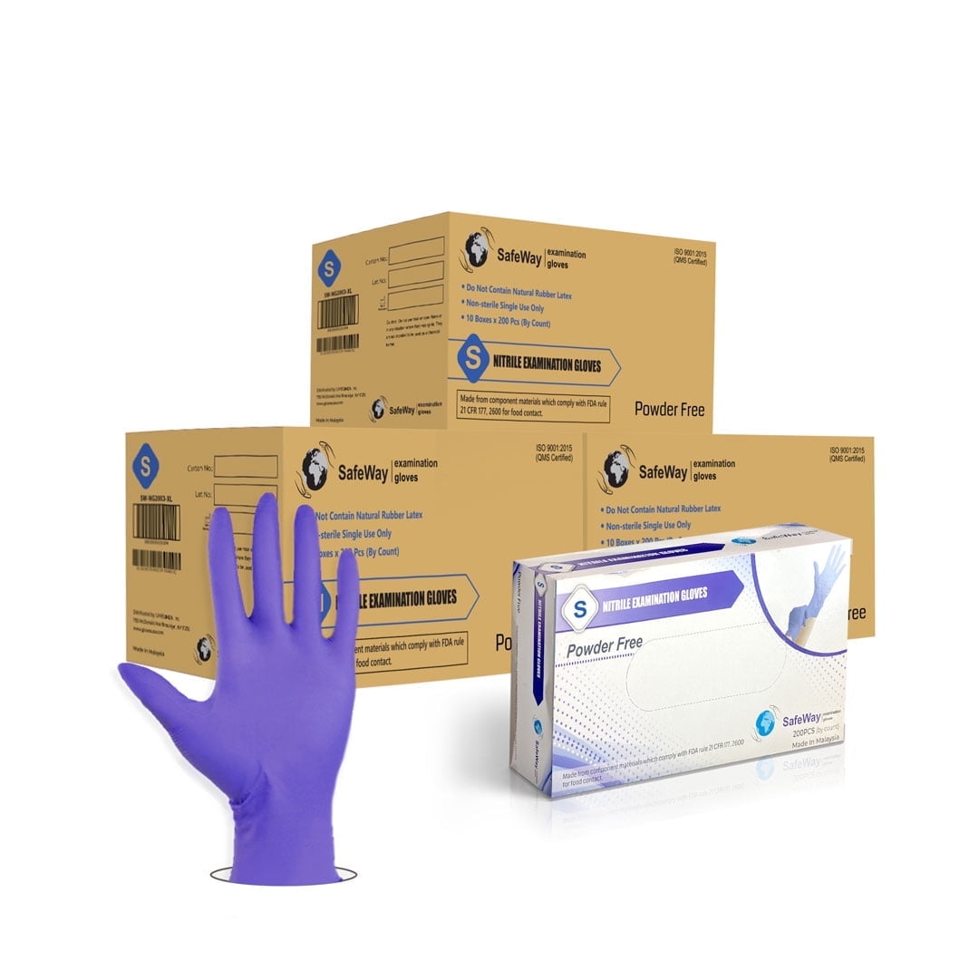 SafeWay Premium Nitrile Disposable Exam Gloves, Small, 6000/Box ...