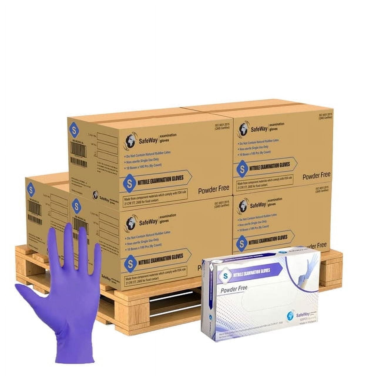 SafeWay Premium Nitrile Disposable Exam Gloves, Small, 8000/Box ...