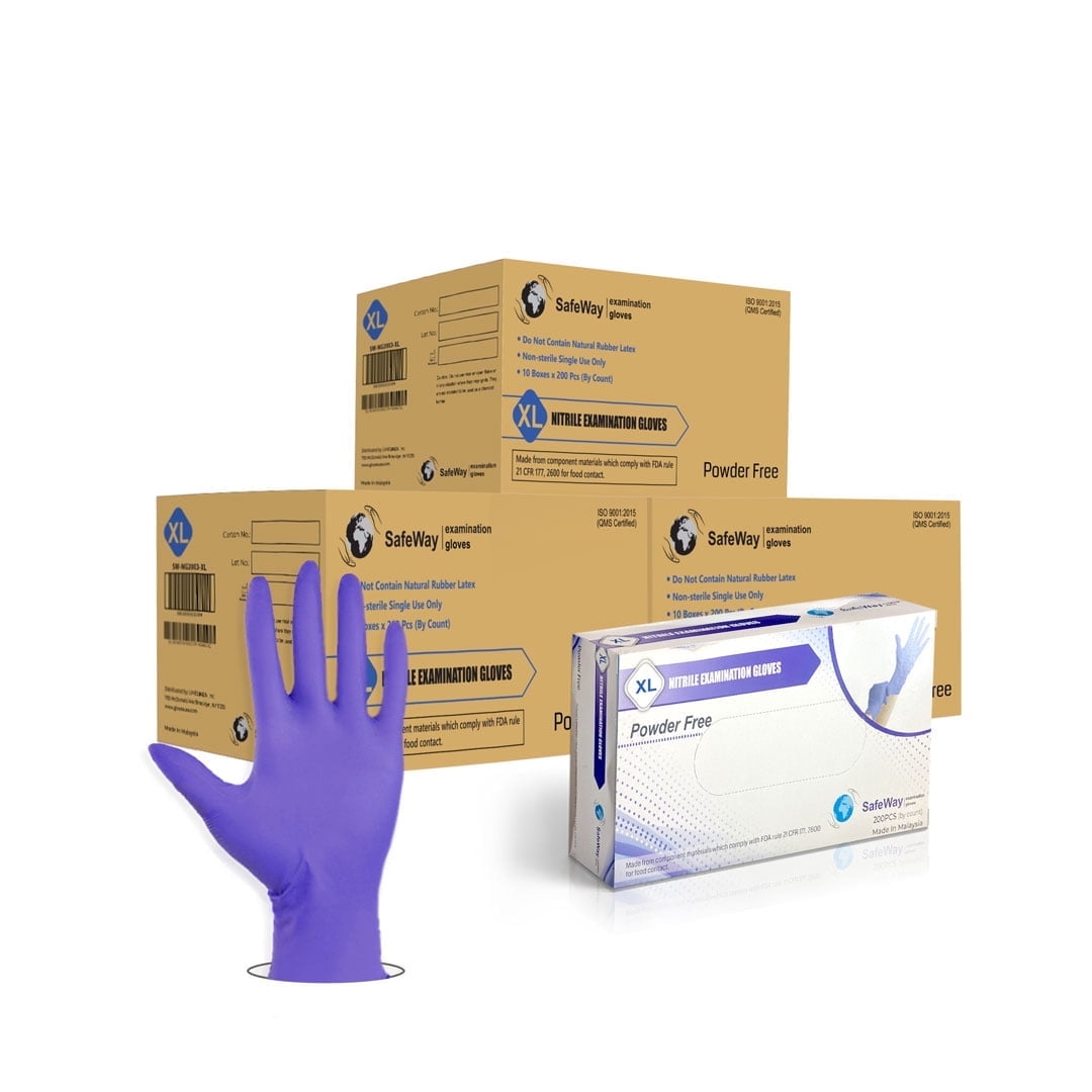 SafeWay Premium Nitrile Disposable Exam Gloves, X-Large, 6000/Box ...