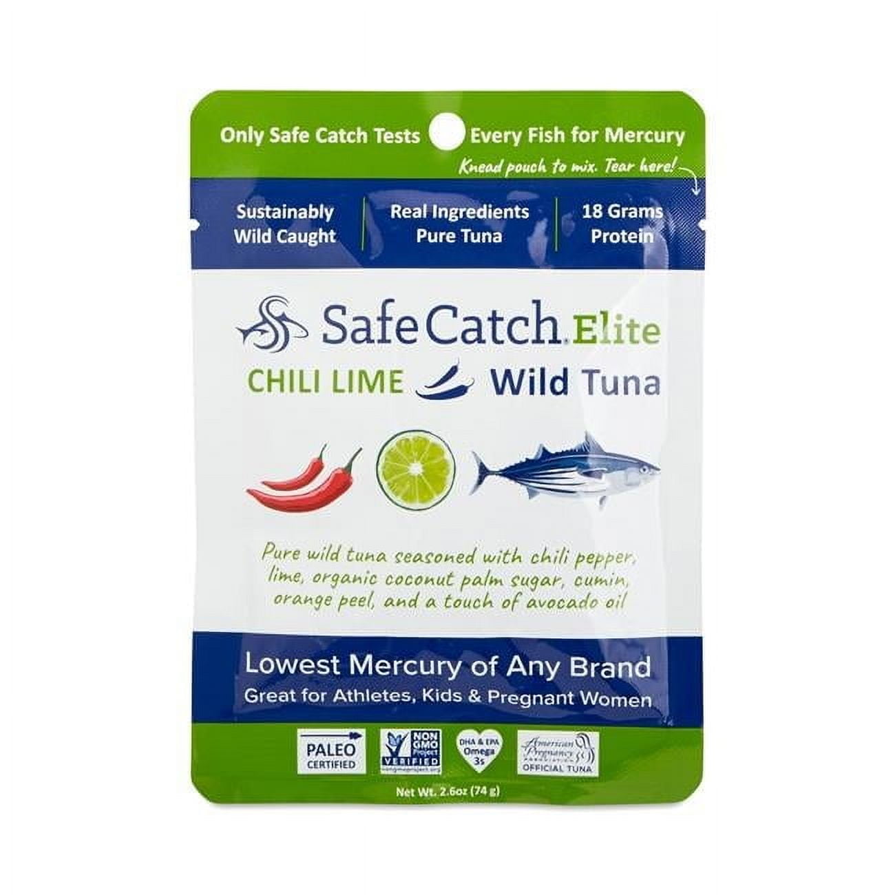 Safecatch Elite Wild Tuna Pouch - Chili Lime, 2.6 oz - Pack of 12 ...