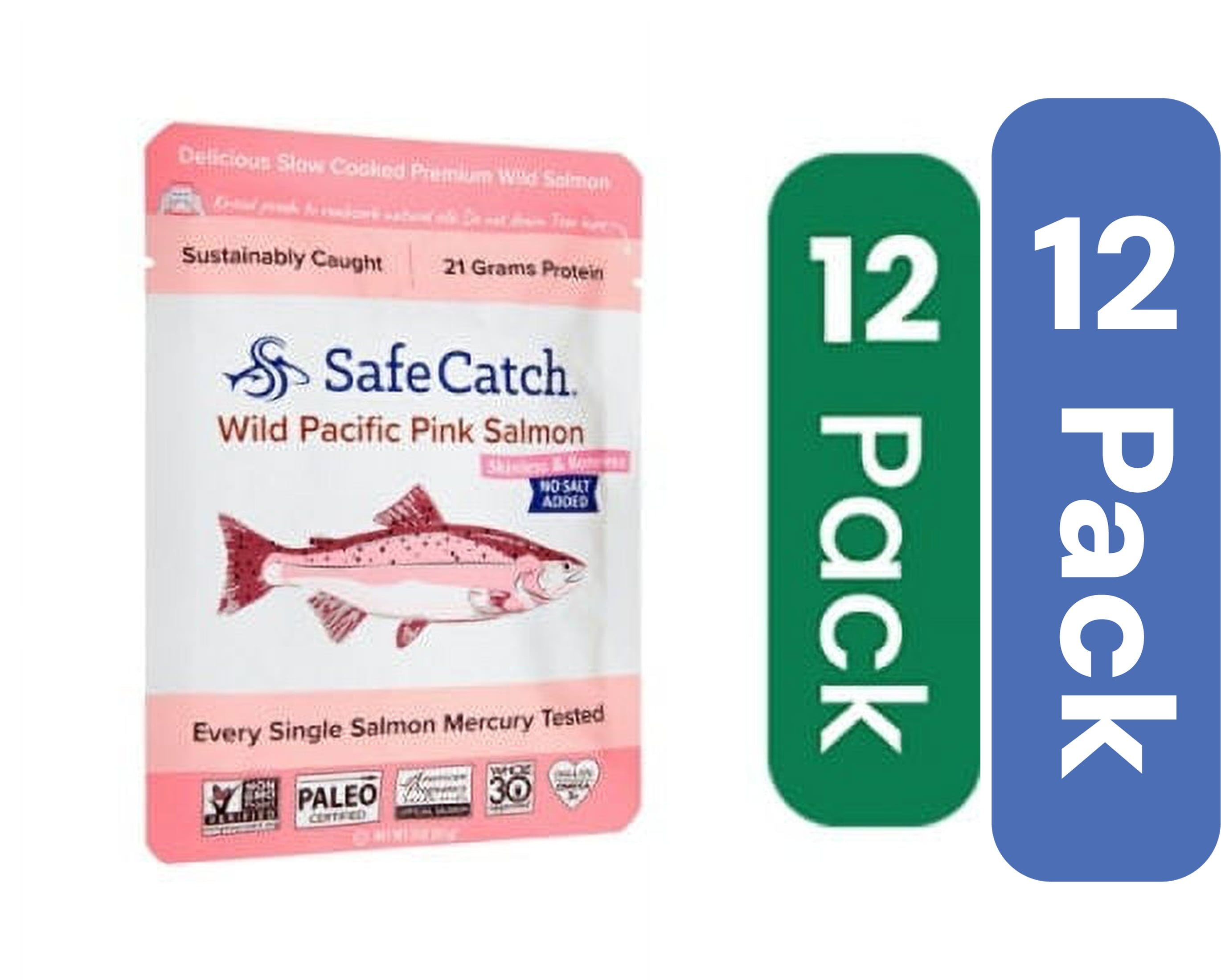 Safecatch No Salt Added Salmon Pouch 3 oz (Pack Of 12) - Walmart.com