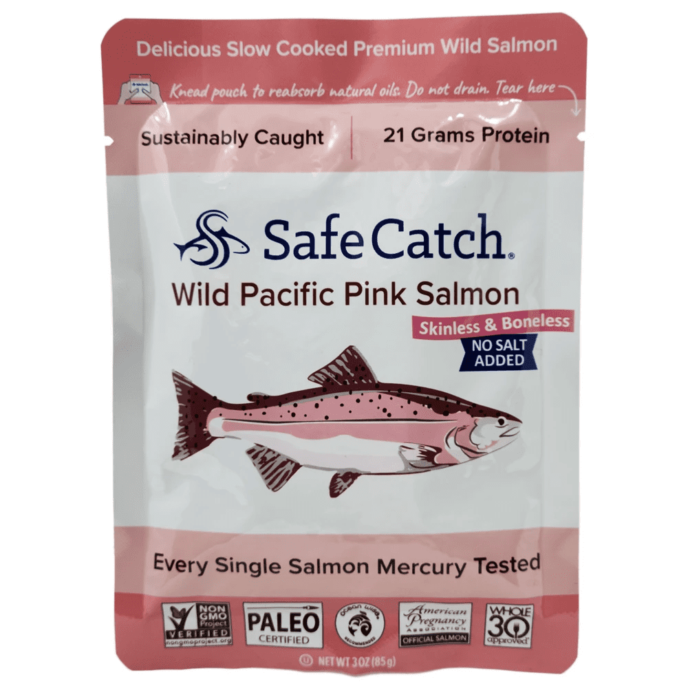 Safecatch No Salt Added Wild Pink Salmon Pouch, 3 oz Pack of 12 ...