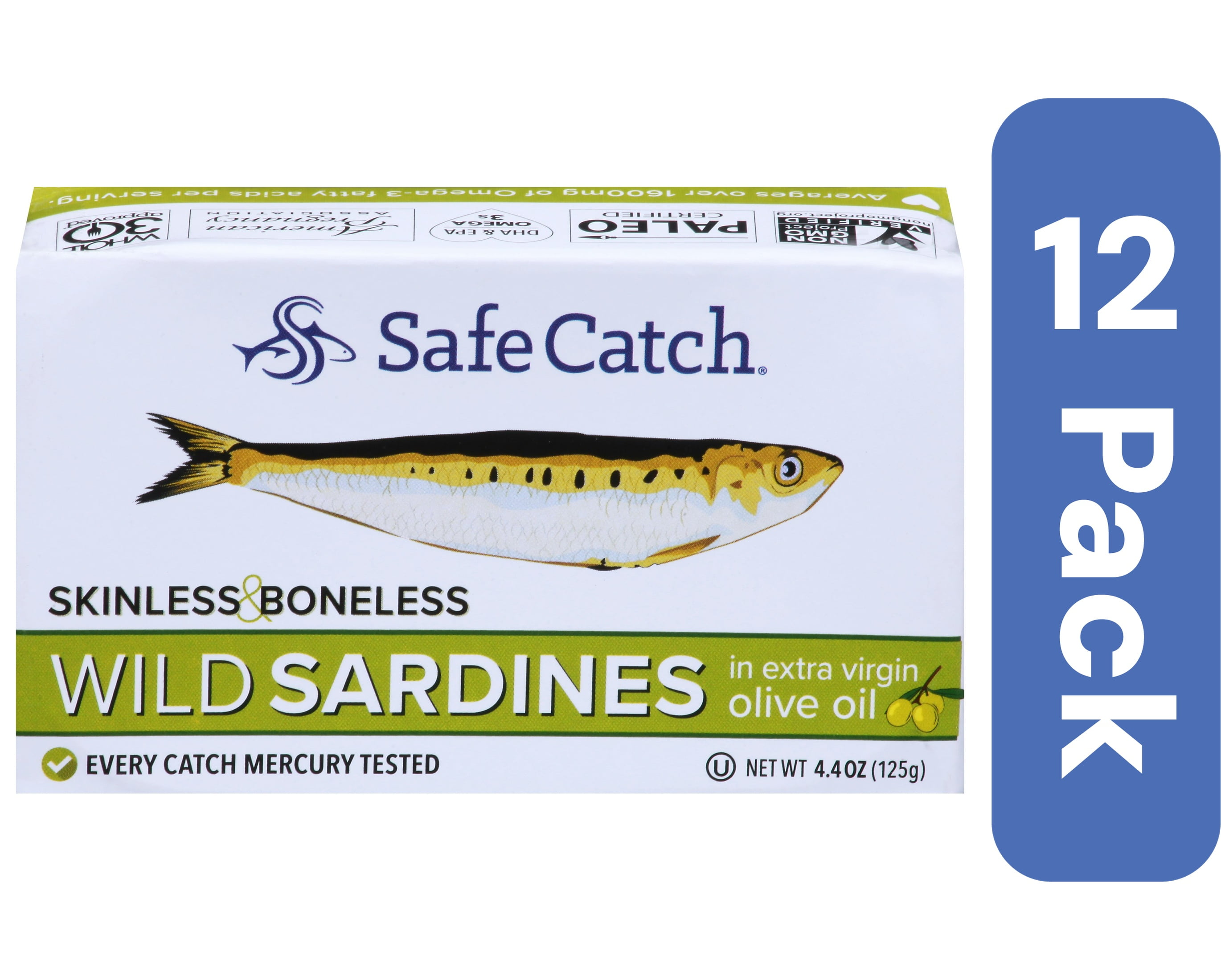 Safecatch Wild Sardines In EVOO 4.4 oz (Pack Of 12) - Walmart.com