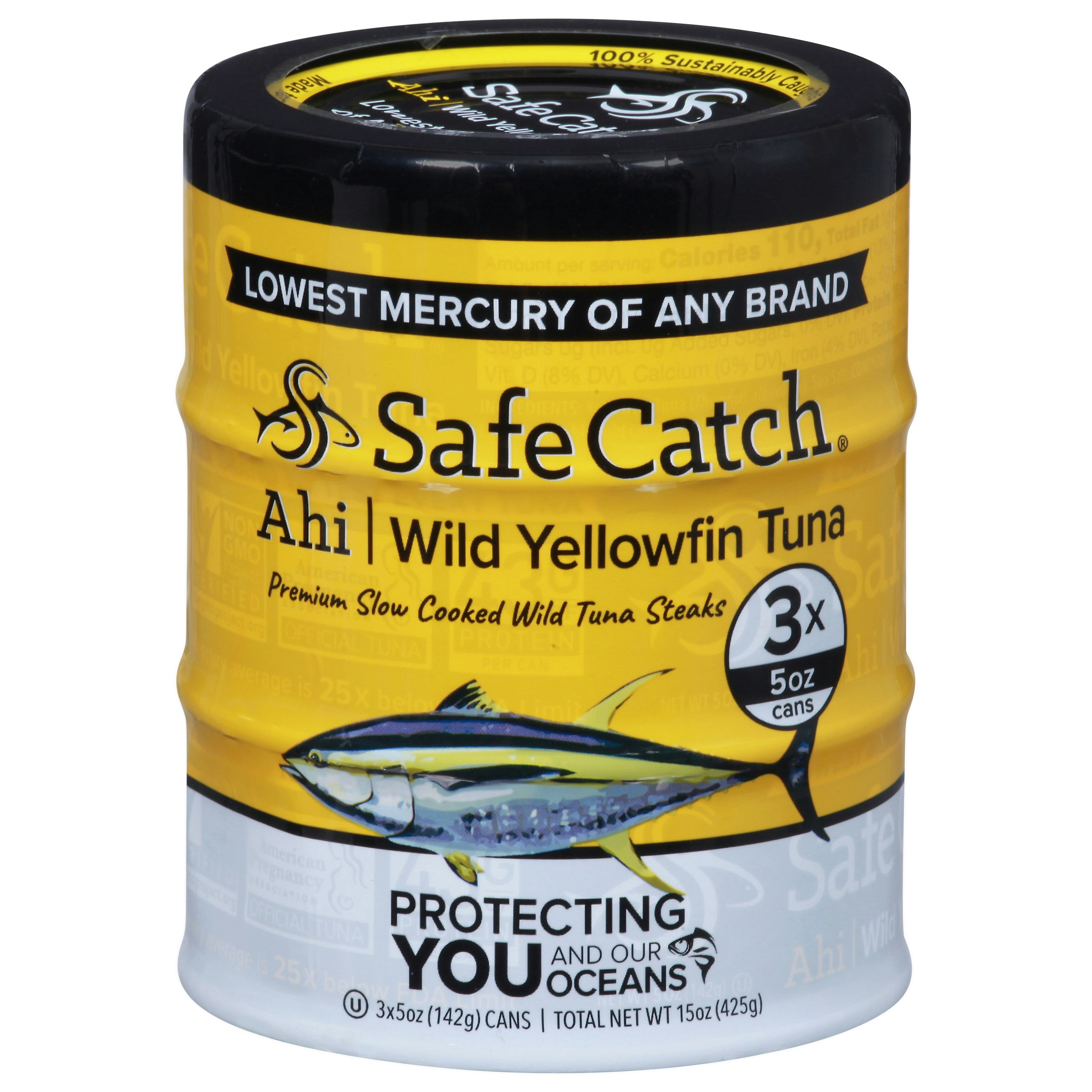 Safecatch Wild Yellowfin Ahi Tuna 3-Pack 15 oz (Pack Of 6) - Walmart.com