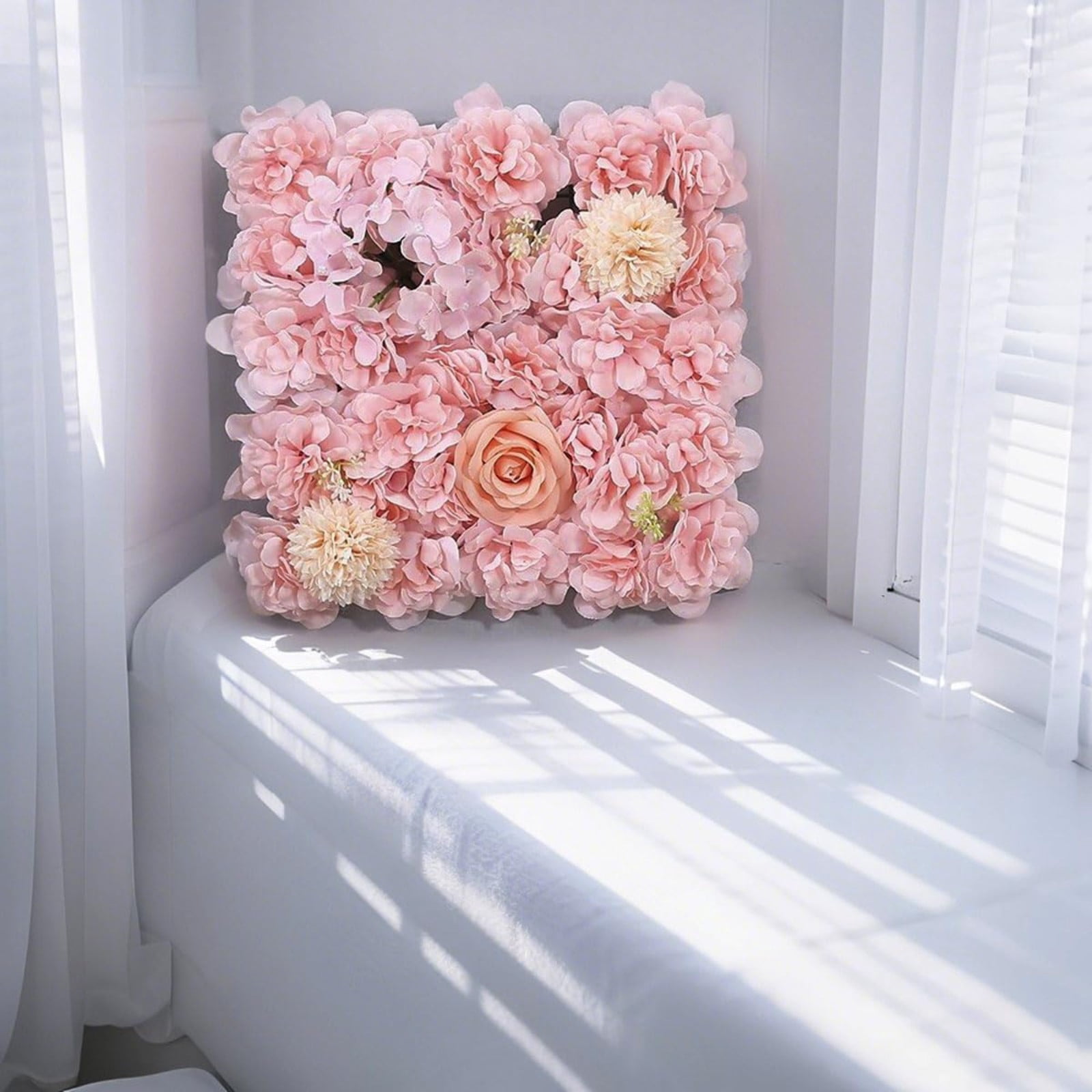 Safeglitz 3D Rose Artificial Flower Wall Panel – 15×15 Inch DIY faux ...