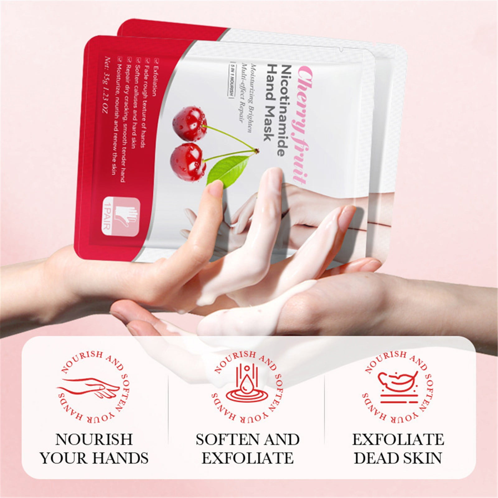 Safeglitz Moisturizing Gloves Exfoliating & Hydrating Hand Gloves for Women - Cherry infused 5Ml ...