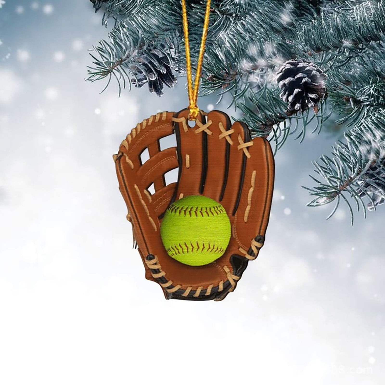 Safeglitz Personalized Softball Glove Ornament, Custom Name Flat Ornament, Gift for Softball ...