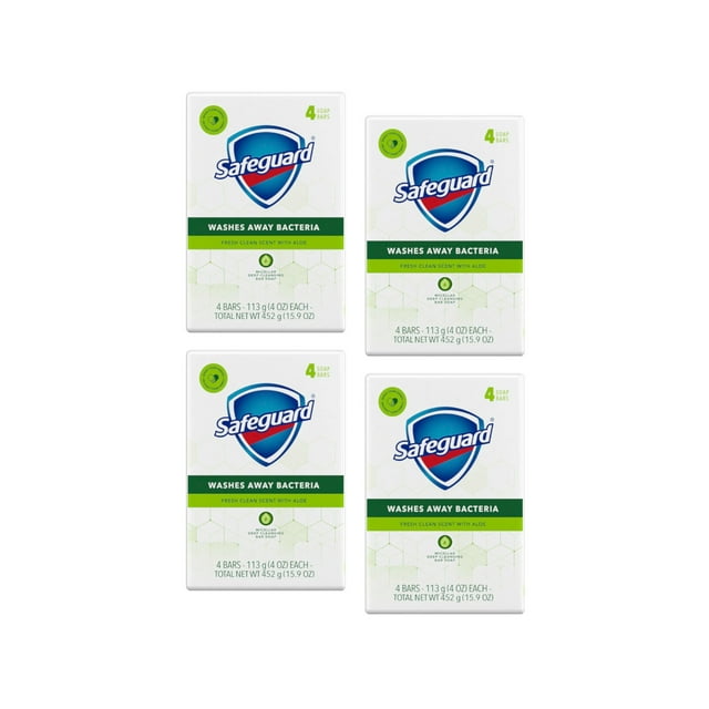 Safeguard Aloe Vera Antibacterial Deodorant Bar Soap 4Oz. 4 Count ...