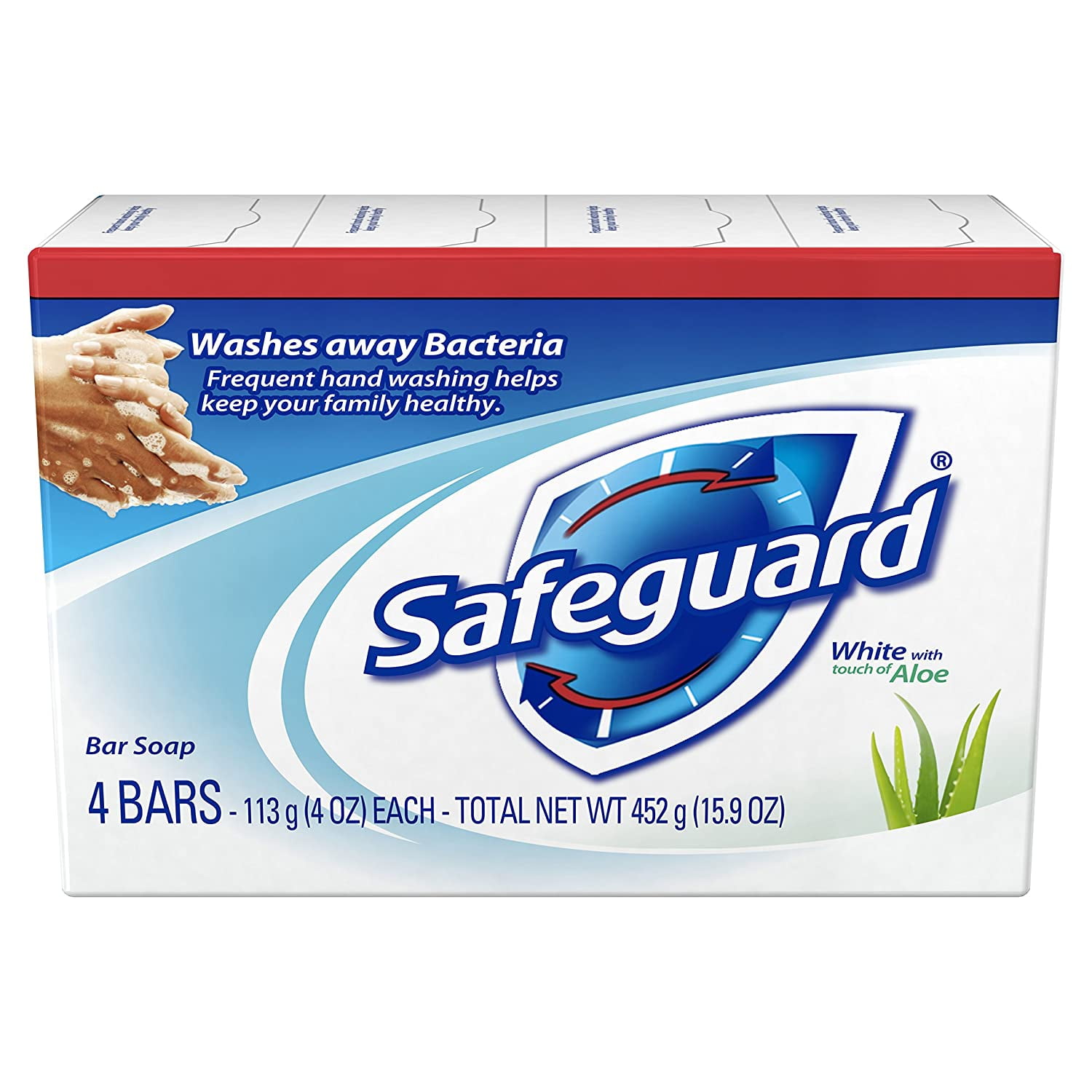 Safeguard Antibacterial Deodorant Soap White with Aloe 4 oz bars, 4ea ...