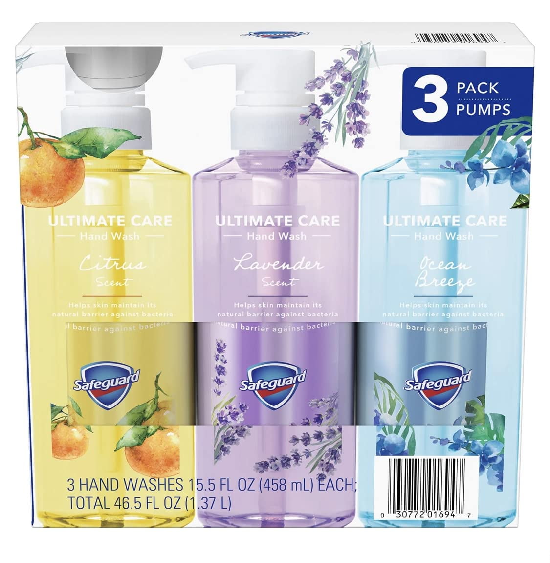 Safeguard Liquid Hand Soap 3-in-1 Ultimate Care Pack, Micellar Deep ...