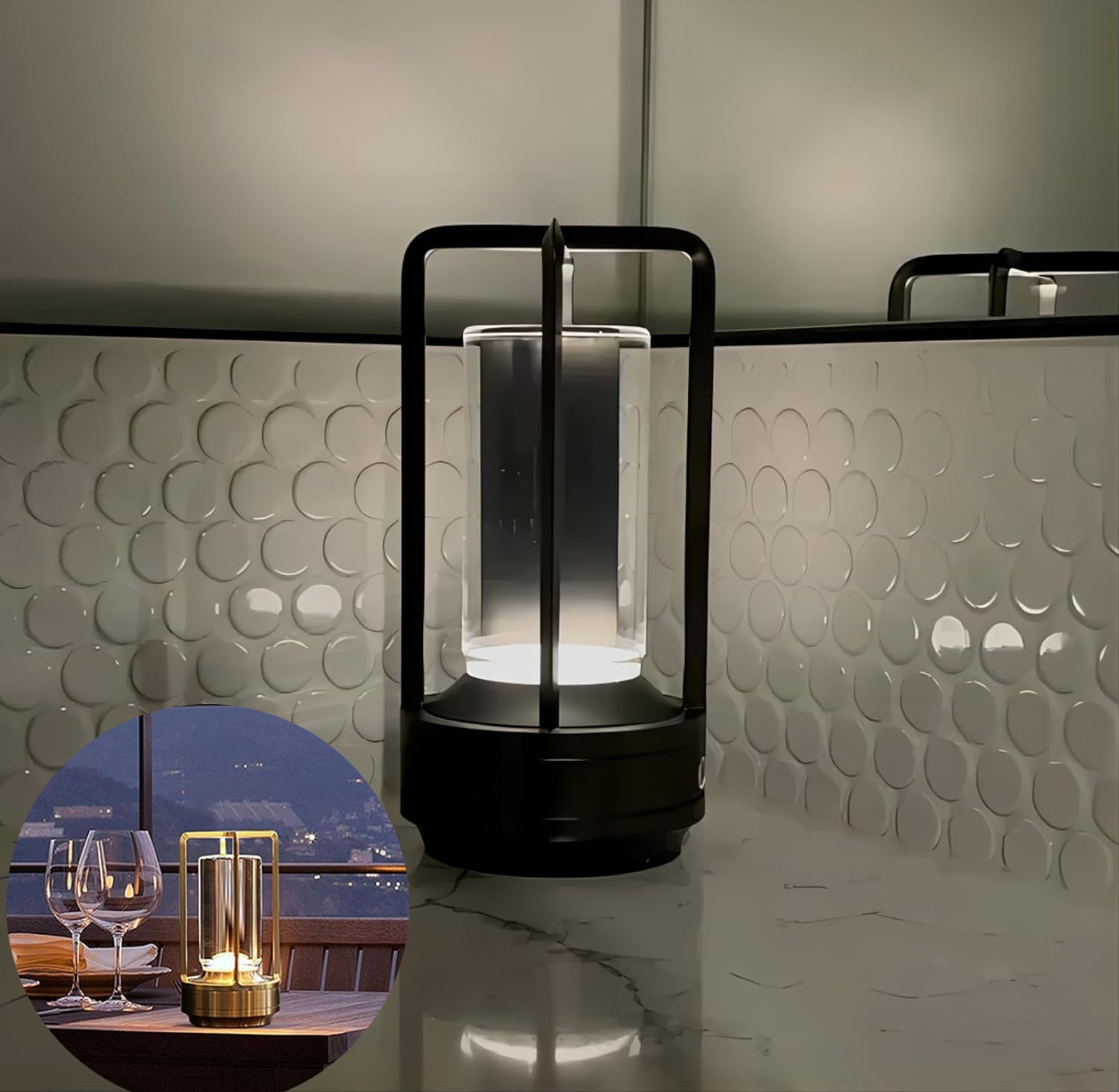 Safelles 3-Color Dimmable Touch Light Outdoor - Rechargeable Table Lamp ...