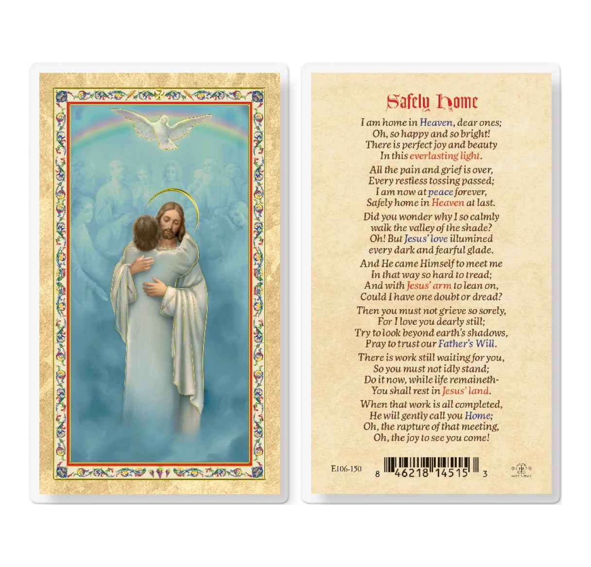 Safely Home Gold-Stamped Laminated Catholic Prayer Holy Card with ...