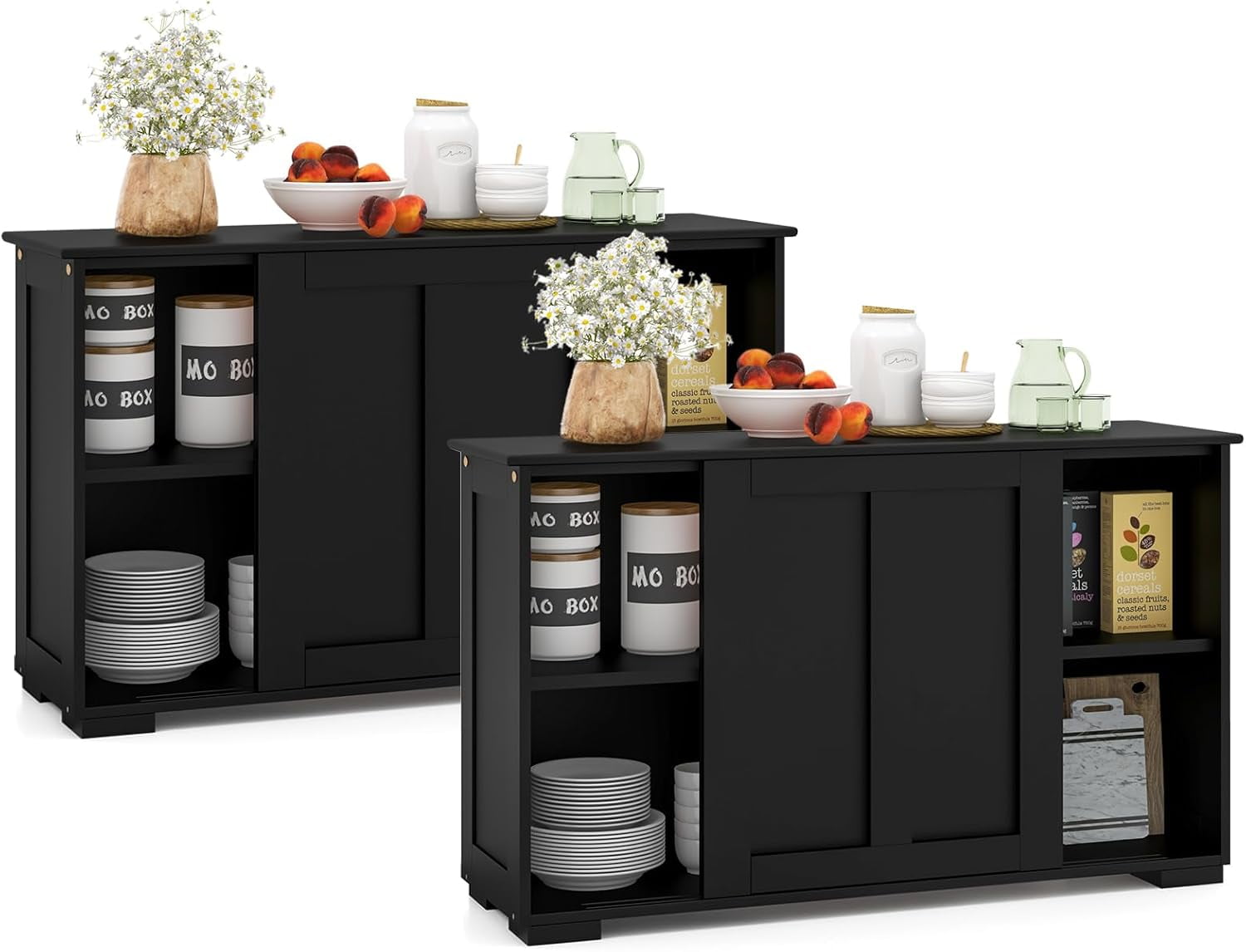 Safeplus 42" Compact Buffet Sideboard with Sliding Wooden Doors and ...