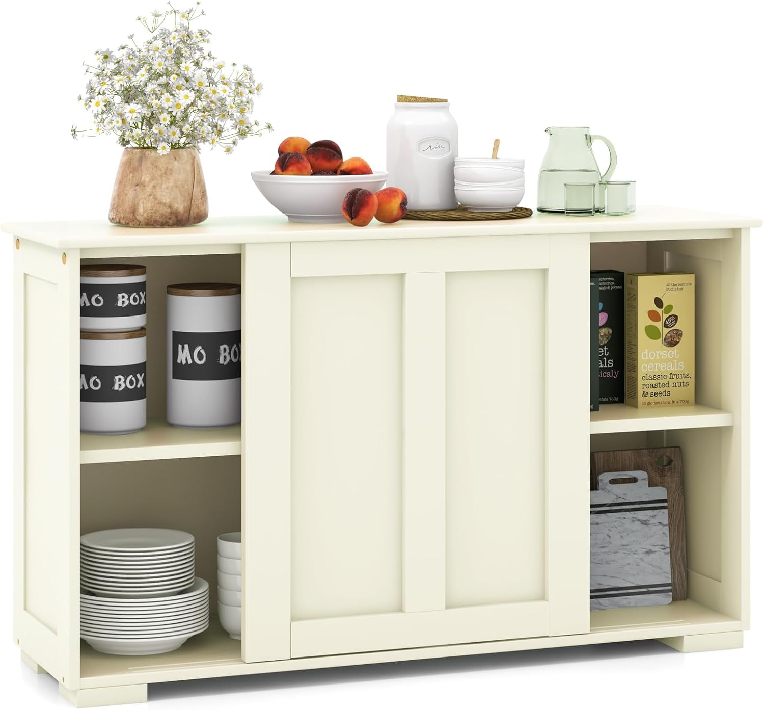 Safeplus 42" Compact Buffet Sideboard with Sliding Wooden Doors and ...