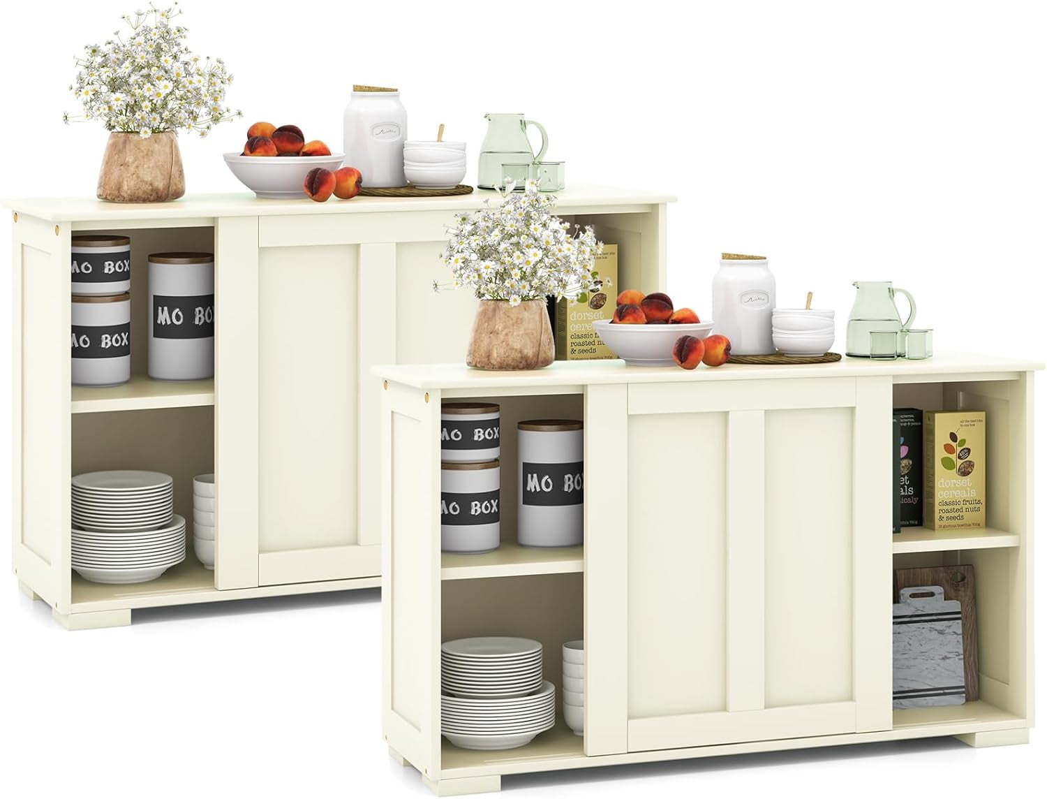 Safeplus 42" Compact Buffet Sideboard with Sliding Wooden Doors and ...