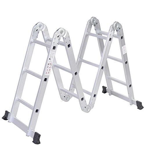Safeplus Aluminum Lightweight Multi Task Folding Scaffold Ladder, 3.3ft ...