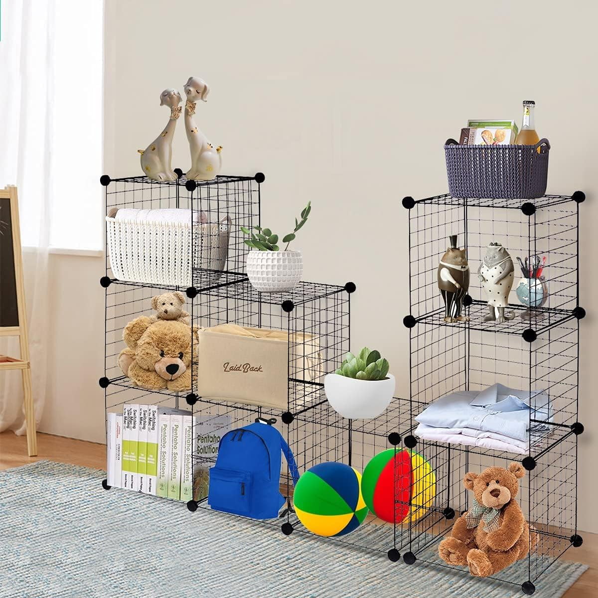 Safeplus DIY Wire Cube Storage, Storage Shelves 12 Cube Bookshelf ...
