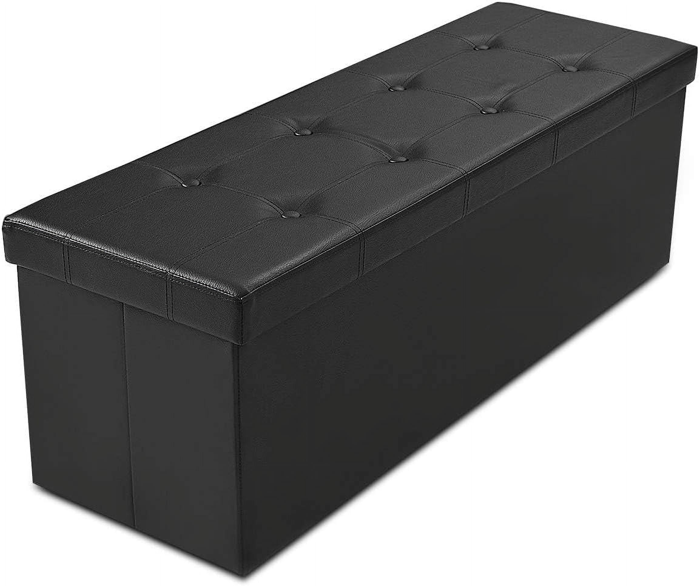 Safeplus Folding Storage Ottoman Bench, 45" Large Ottoman Space-Saving ...
