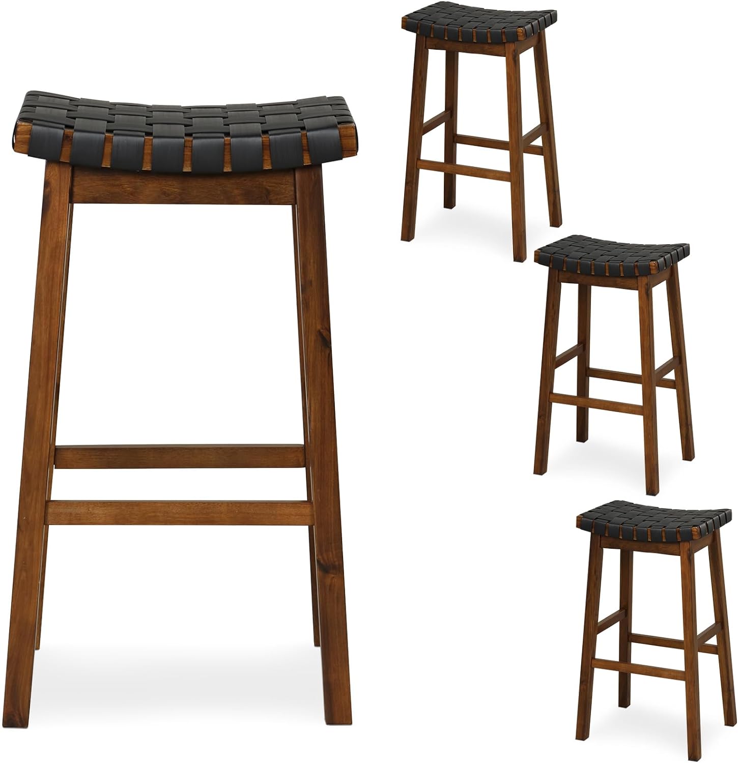 Safeplus Rattan Bar Stools Set of 4, 31 Inch Counter Height Saddle Seat ...