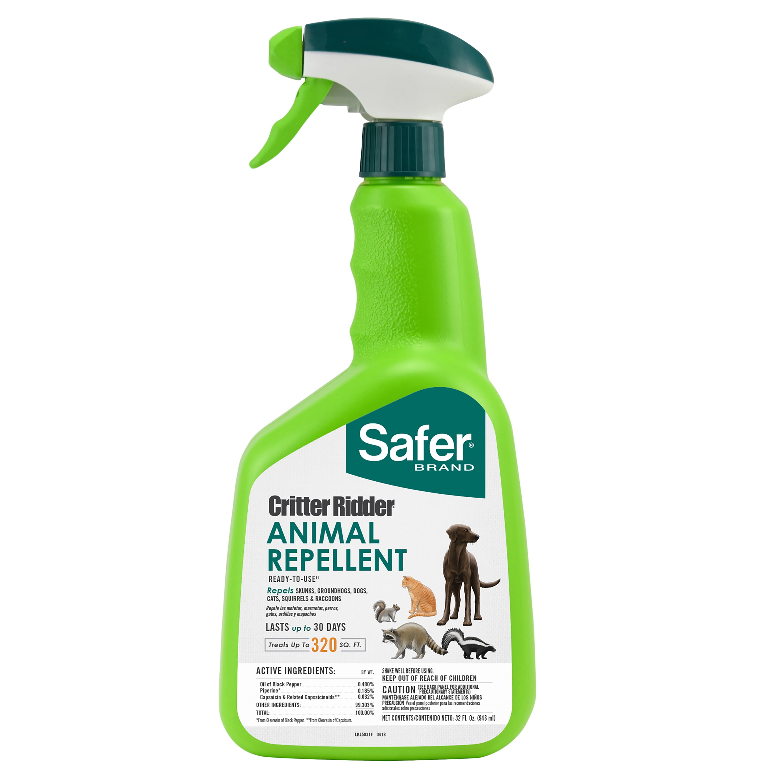 Safer Brand Critter Ridder Ready-to-Use Spray Animal Repellent - 32 fl ...