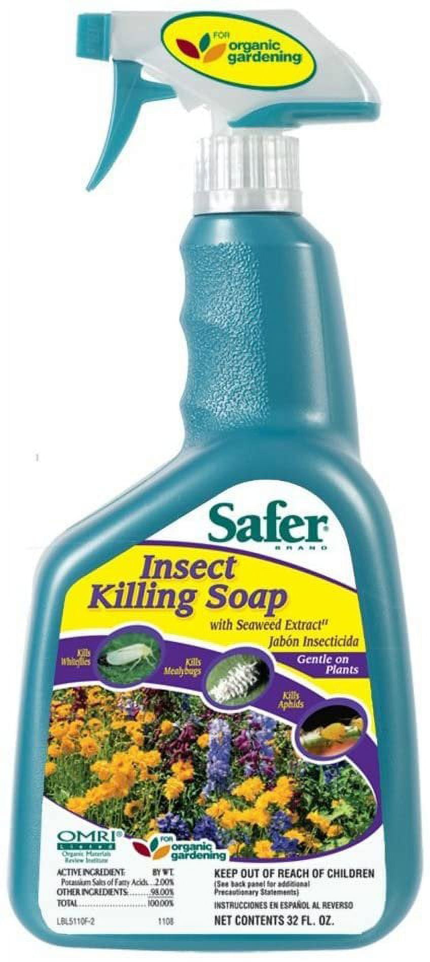Safer Insect Killing Soap, Bug Spray for Aphids and Mealybugs, Gentle ...