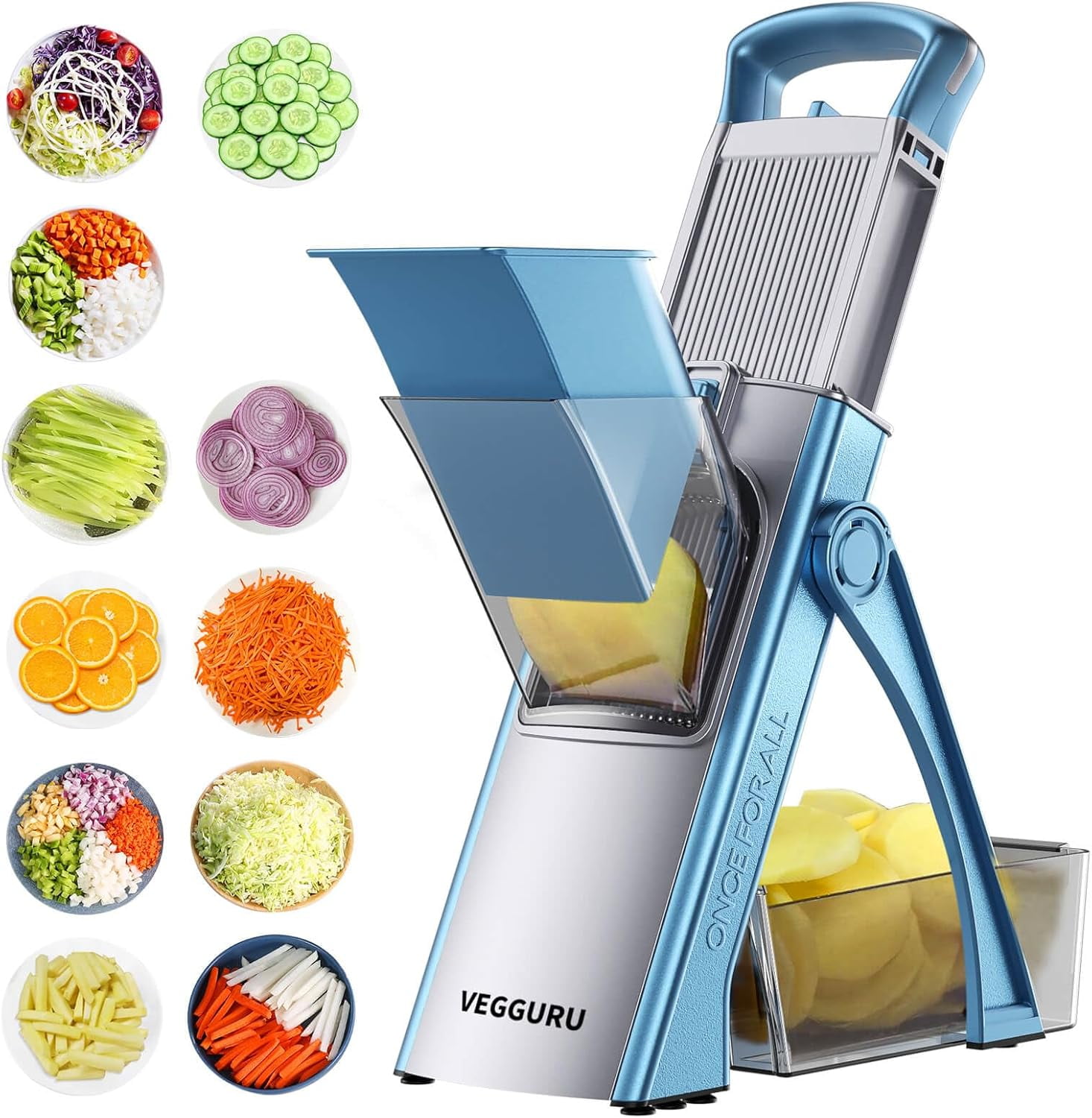 Safer Mandoline Slicer for Kitchen, Adjustable Thickness Vegetable ...