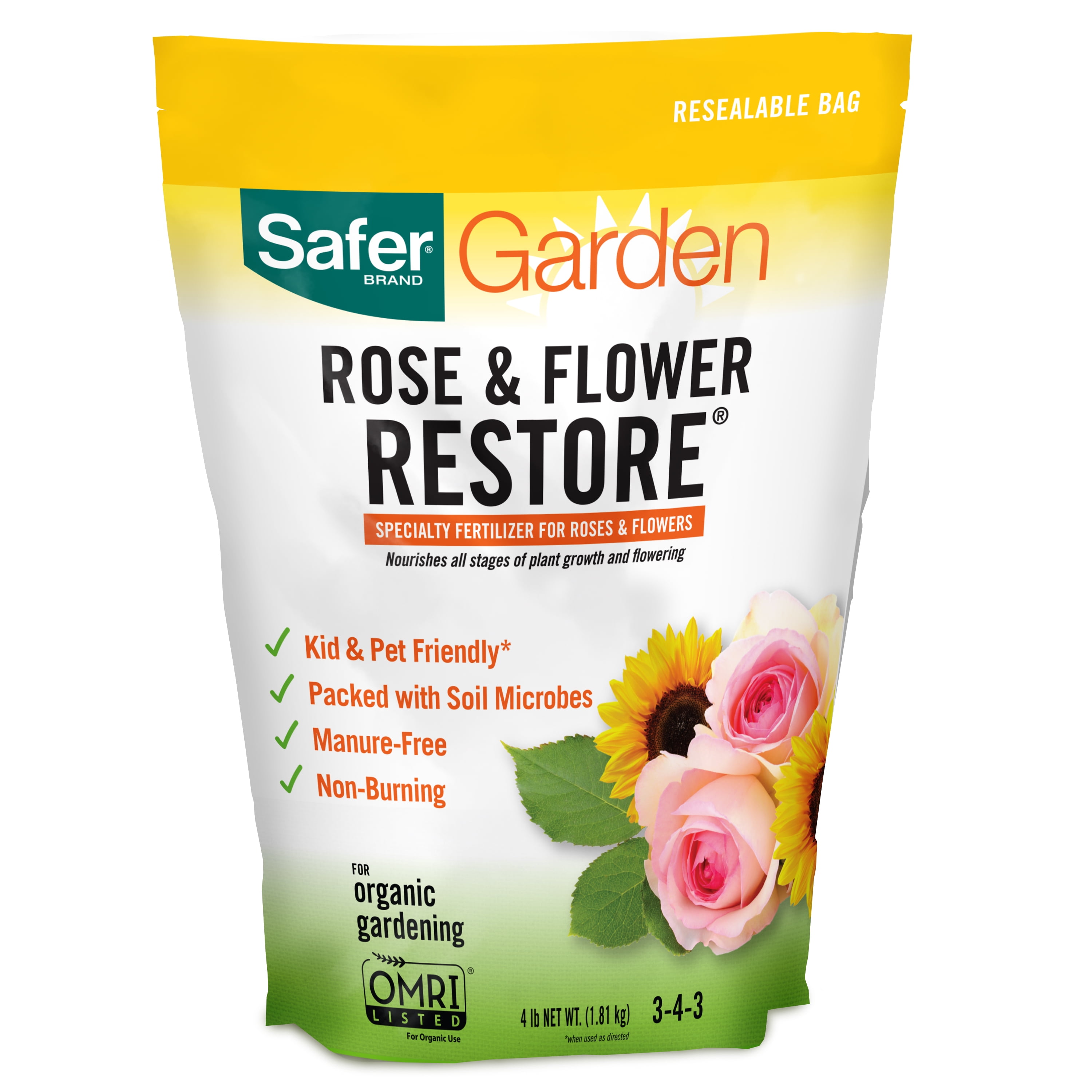 Safer Rose & Flower Restore Fertilizer, 4 lbs - Walmart.com