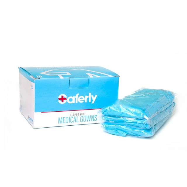 Saferly Disposable Blue Medical Gowns — Box of 10 - Walmart.com