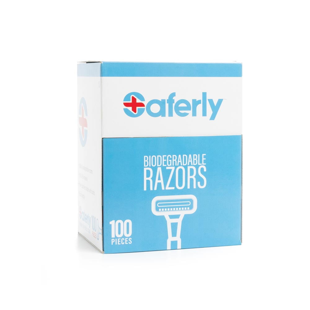 Saferly Stainless Steel Biodegradable Skin Prep Razors — Box of 100 ...