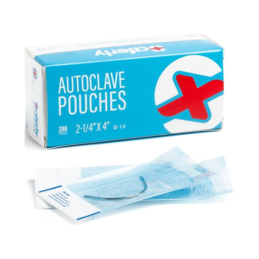 Saferly Sterilization Self-Seal Autoclave Pouches 2-1/4" x 4" Box of ...